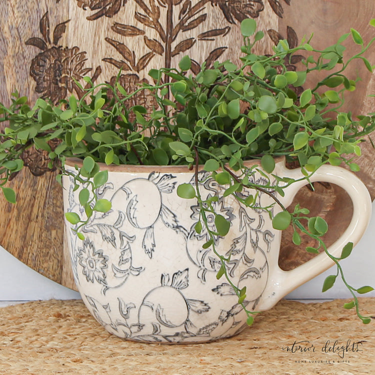 Blue Grey Heirloom Tea Cup Planter – Interior Delights