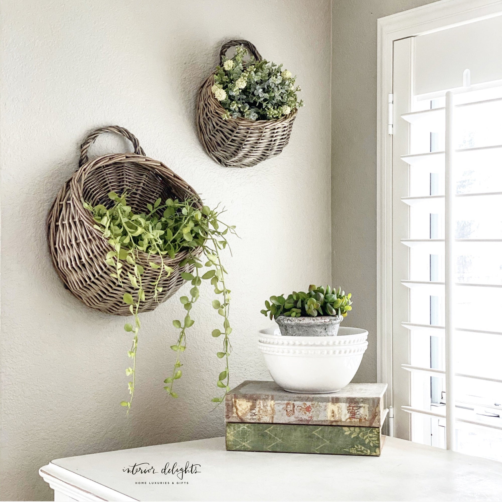 Set of 2 Round Willow Baskets-COMING BACK – Interior Delights