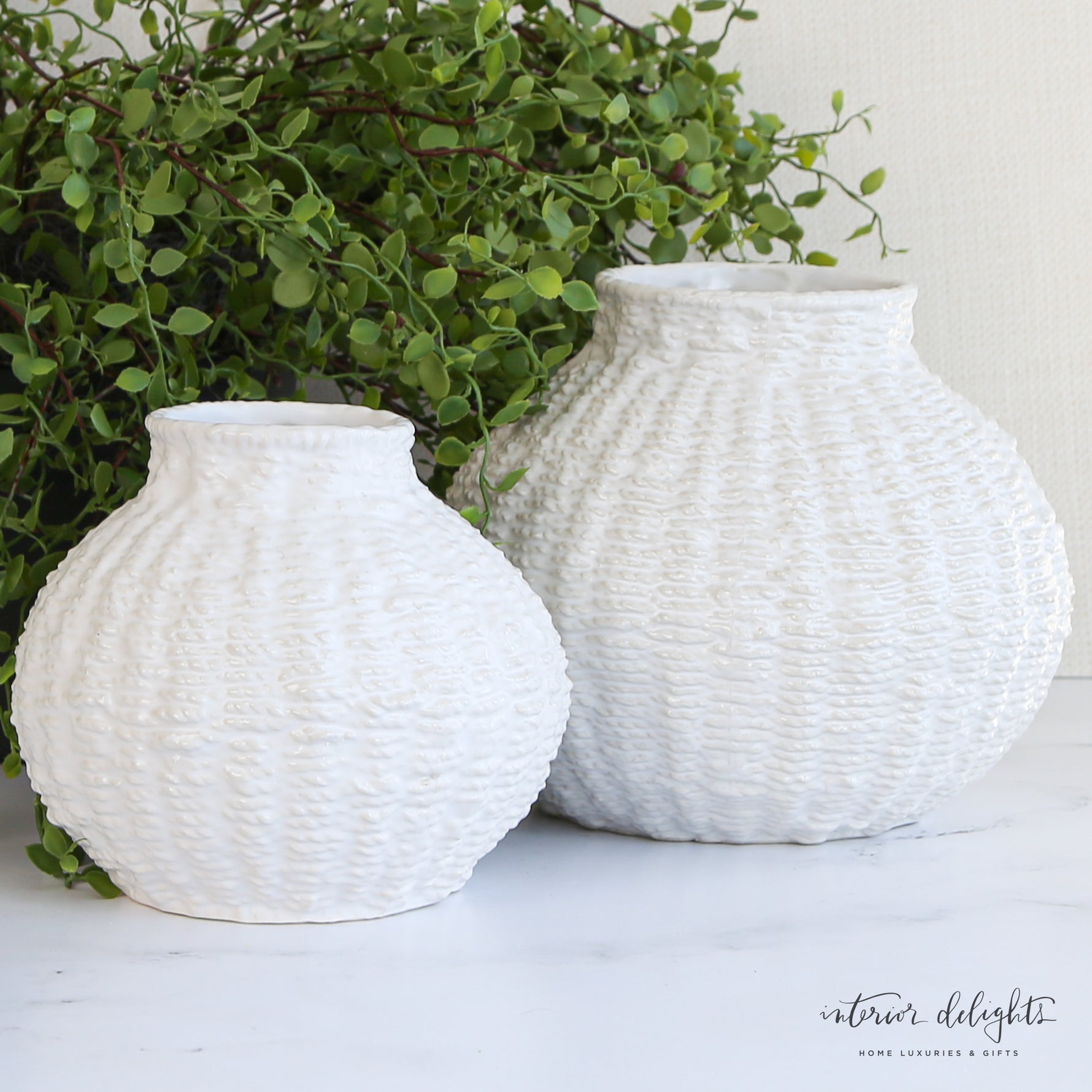 6” or 7” Woven Ceramic Round Vases- Choice of 2 Sizes – Interior Delights